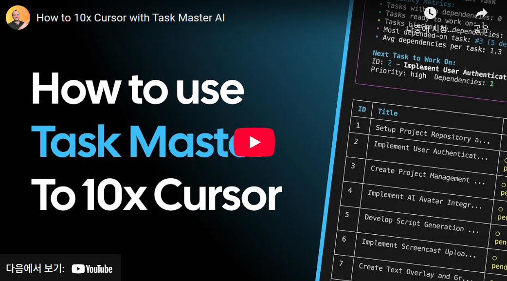 Taskmaster AI: 개발 생산성을 10배 높여줄 AI 파트너를 소개합니다! - 지니코딩랩